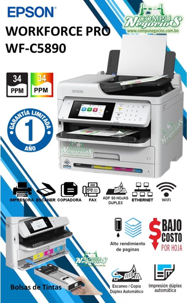 MULTIFUNCION EPSON WORKFORCE PRO WF-5890 COLOR – CompuNegocios