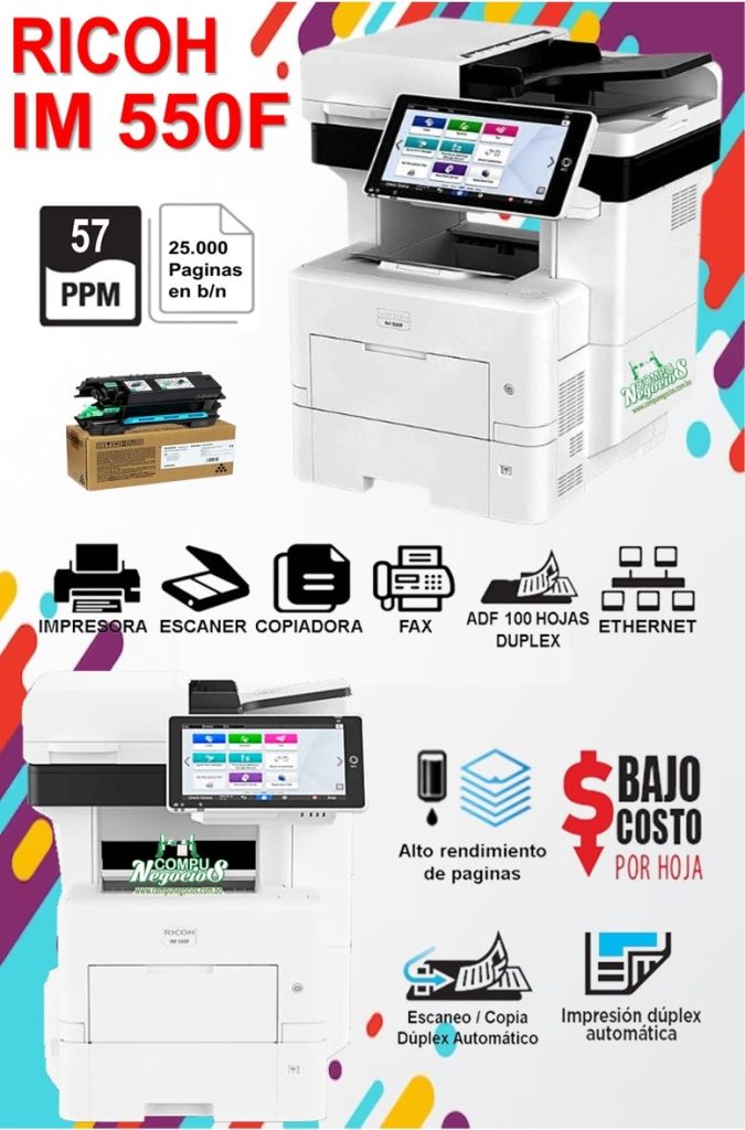 RICOH IM 550FI MULTIFUNCION LASER NEGRO OFICIO – CompuNegocios